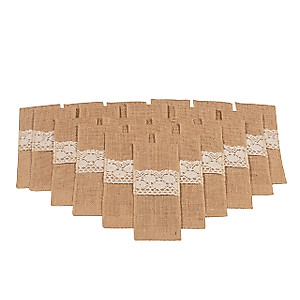 Jucos Burlap Cutlery Silverware Holders Utensil Pouch Knifes Forks Bag for Vintage Natural Farmhouse Wedding Gift (20 pcs in a set)