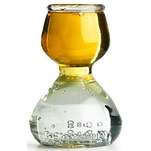 QUAFFER Double Bubble Layered Shot Glass – Chaser Shot Glass Jigger for Smooth Tasty Shots – Fun Unique Split Shot Glasses Barware (1.25oz Top & 2.25oz Bottom)