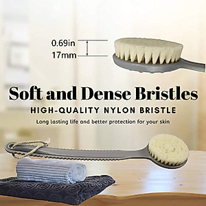 2Pack Back Shower Bath Brush for Elderly Body Cleaning Long Handle for Mens Shower Back Scrubber for Women Exfoliation Soft Bristles Skin Exfoliating Shower Body Foot Brush Pink Gray