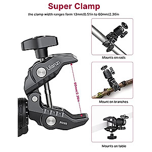 Camera Clamp Mount Accessories for Gopro - ULANZI R099 Super Clamp Ball Head Mount 1.5kg/3.3lb Loading Metal Bike Motorcycle Handlebar Attachments for DSLR Gopro Hero 5/6/7/8/9/10/11 Black/Insta 360