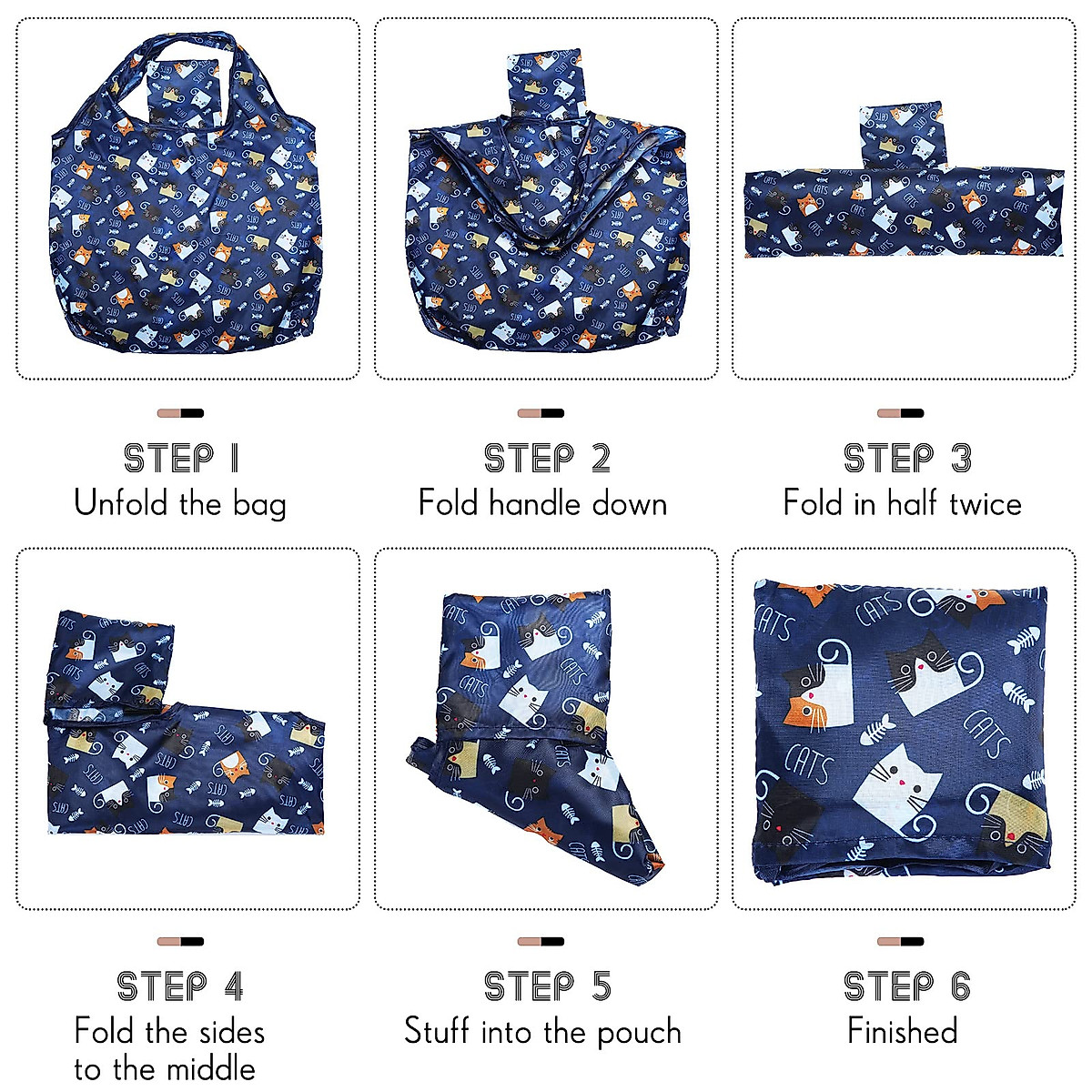 Weewooday 18 Pieces Foldable Reusable Shopping Bags Machine Washable Grocery Bags Waterproof(Cute Style)