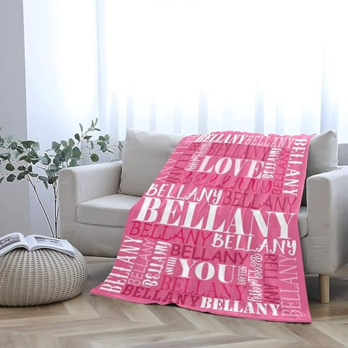 Personalized Name Blanket for Kids Boys Girls Children Custom Baby Blanket with Multiple Fonts for Bed Couch Room Soft Throw Blanket Gifts for Christmas Halloween Birthday Anniversary(Pink)