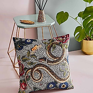 Spode Creatures of Curiosity Animal Print Velvet Pillow | Indoor Decorative Throw Pillows | Home Décor for Sofa or Bed | Snake Print | Victorian Inspired Design | 18 x 18