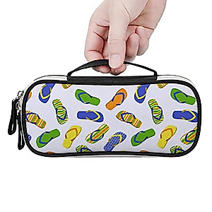Beach Flip-Flops Printed Pencil Case Bag Stationery Pouch with Handle Portable Makeup Bag Desk Organizer