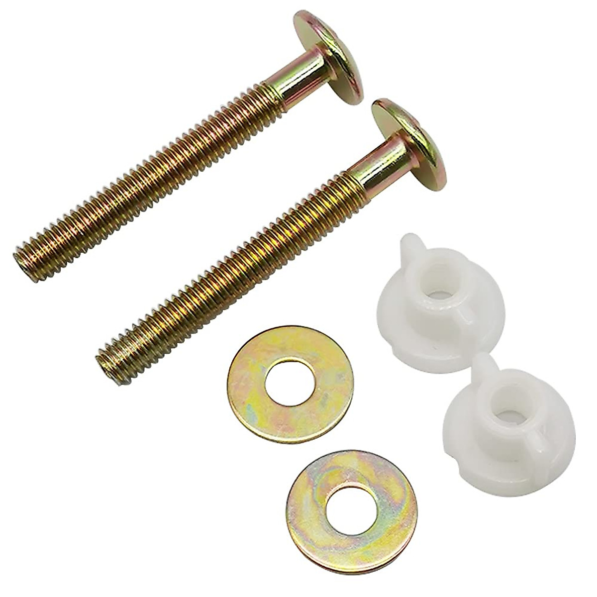 2 Pack Universal Toilet Seat Bolts Screws Set Heavy Duty Toilet Seat Hinge Bolts with Plastic Nuts and Metal Washers Replacement Parts for Top Mount Toilet Seat Hinges