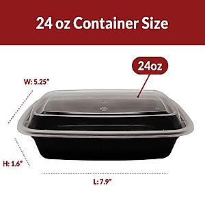 Reli. Meal Prep Containers, 24 oz. | 50 Pack | 1 Compartment Food Container w/Lids| Microwavable Food Storage Containers/To Go | Black Reusable Bento Box/Lunch Box Containers for Food/Meal Prep