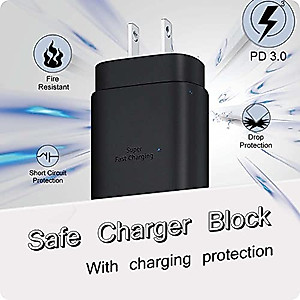 25W Fast Charge Type C Samsung Super Fast Charging 2 Pack with 6FT Android Type C Phone Charger Cable for Samsung Galaxy S21 Ultra/S20 Ultra/Note 20/Note 10/Z Fold 3/s10+/s10e/s9/s9 Plus/s8/s8 Plus