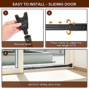 HoneSecur 2-in-1 Door Security Bar with Alarm & Sliding Patio 28″ Door Stopper 120db Loud Alert Siren Security Jammer Bar Window Child Proof Adjustable Constructed of High Grade Iron - Black