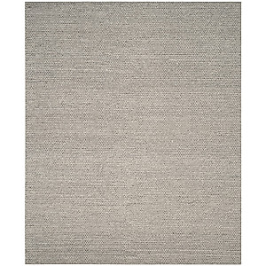 SAFAVIEH Natura Collection Area Rug - 9' x 12', Silver, Handmade Wool, Ideal for High Traffic Areas in Living Room, Bedroom (NAT620C)