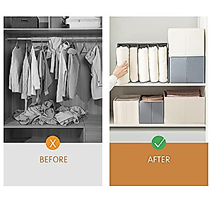 Wardrobe Clothes Drawer Organizers for Closet Clothing T-shirts Jeans Foldable 5 Grids, 2 Pack