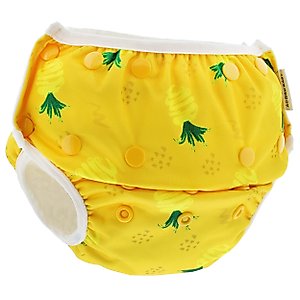 Acorn Baby Swim Diaper - Yellow Pineapple Size 0-5 Adjustable Toddler and Baby Swimming Diaper Reusable Swimmers