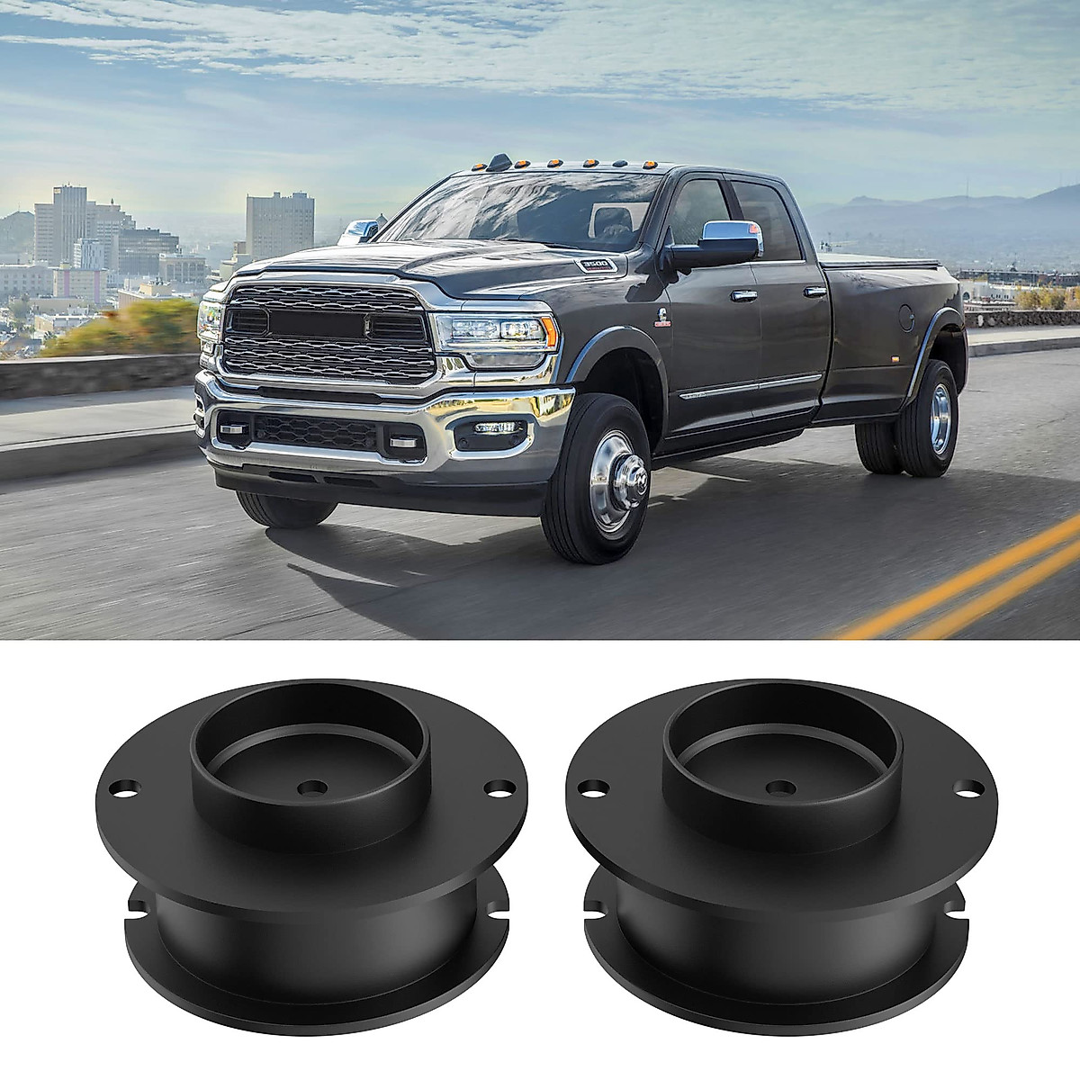 2.5'' Front Leveling Kit for 2014-2023 Ram 2500 4WD, 2013-2023 Ram 3500 4WD, 2.5 inch Leveling Lift Kits Spring Strut Spacers with Shock Relocation Brackets Compatible with Ram 2500 3500 4WD