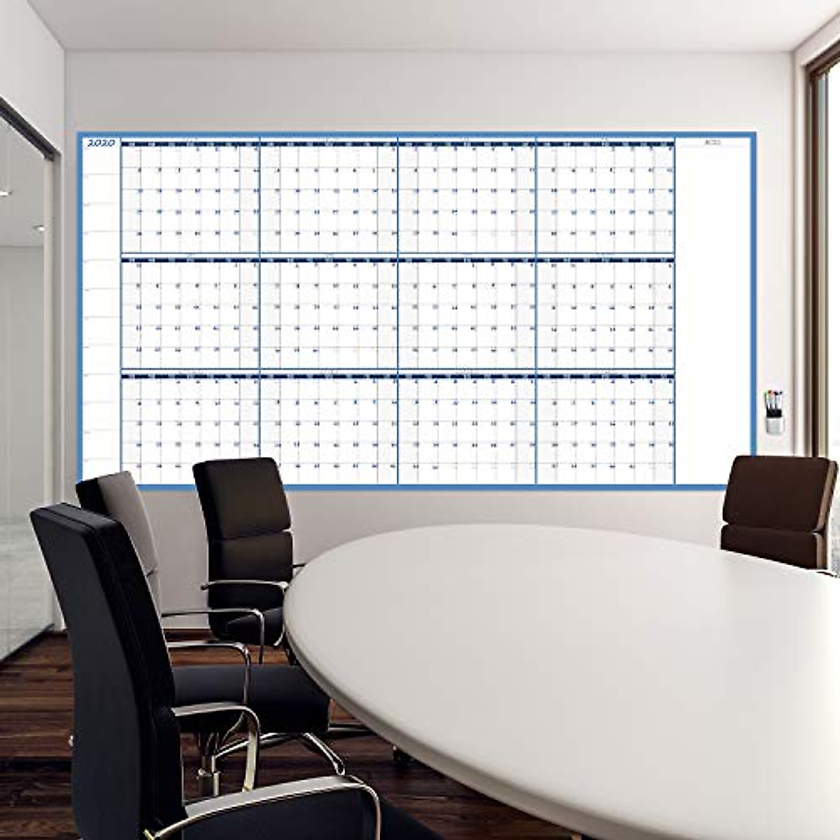 Large Dry Erase Wall Calendar - 38" x 72" - Undated Blank 2021-2022 Reusable Yearly Calendar - Giant Whiteboard Annual Poster - Laminated Office Jumbo 12 Month Calendar