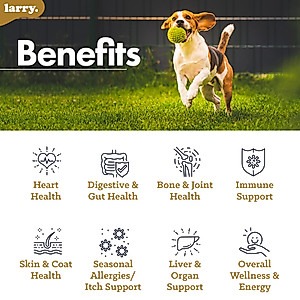 8-in-1 Multivitamin Dog Supplement by Larry | Heart, Digestion, Liver, Skin, Coat, & Joint Support Supplement for Dogs | with Vitamins, Minerals, Omegas, & Glucosamine Chondroitin | 120 Soft Chews