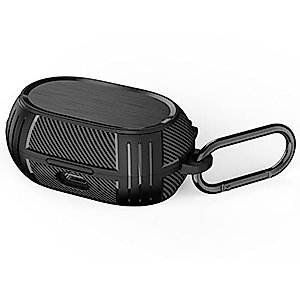 SKTDWEI Compatible with Beats Studio Buds (2021) / Beats Studio Buds+ (2023) Case Front LED Visible Full-Body TPU Military Hard Shell Protective Cover Skin with Safety Lock and Keychain (Brown)