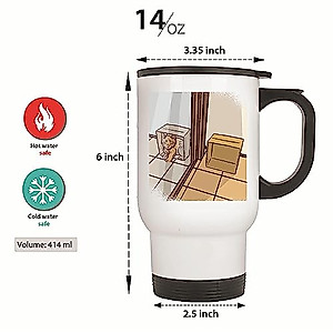 Animal Themed Gift Box for Cat Lovers Mirror Reflection Illusion 14oz Steinless Steel Travel Mug