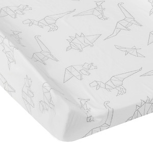 Andi Mae Changing Pad Cover - Grey Dinosaurs -100% Jersey Cotton - Fits Standard Changing Pads