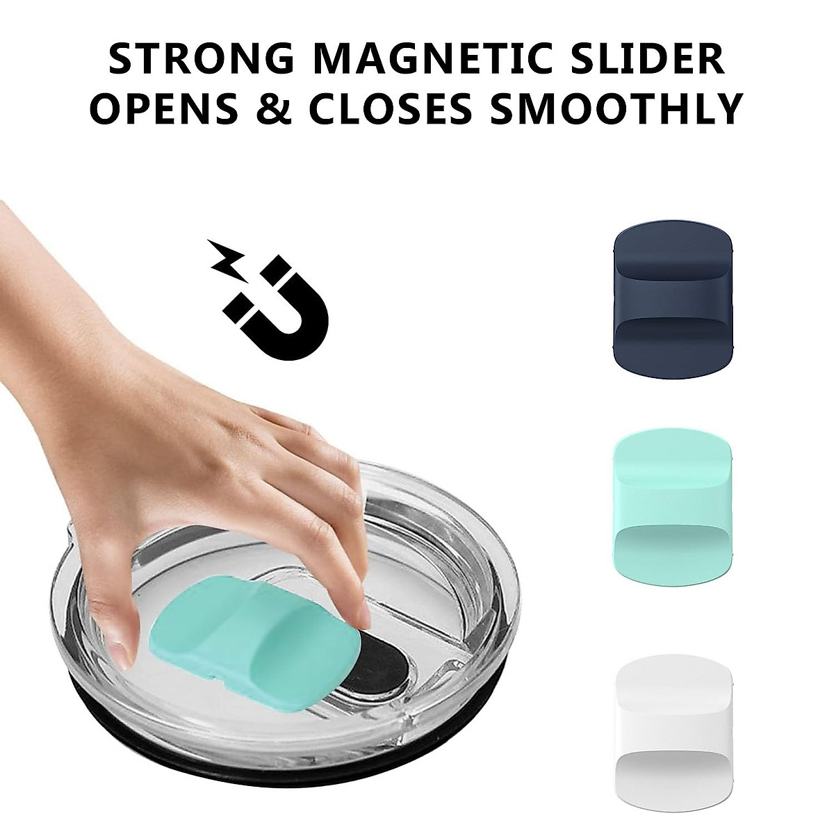 ANBOO 3 Pack 20 oz Magnetic Tumbler Lid with 3 Magnetic Slider Replacement Compatible for YETI 20 oz Rambler, Ozark Trail, Old Style Rtic, Slider Switch Spill Proof Tumbler Cover