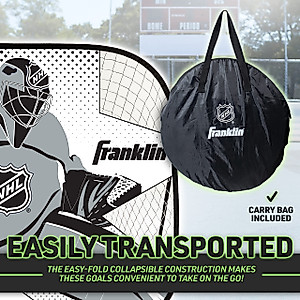 Franklin Sports Kids Portable Street Hockey Goal + Shooter Tutor Set - Pop Up Folding Net with Goalie Target Included - 2-in-1 Goal Set