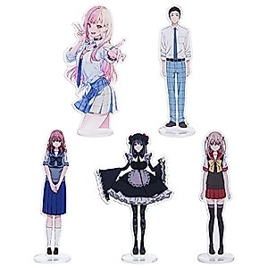 URAQT My Dress Up Darling Stand 5pcs Set, Marin Kitagawa Cosplay Acrylic Stands Model Plate Fans Gift Collection Props