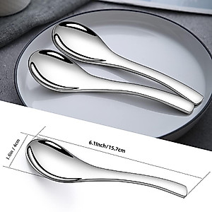 Soup Spoons,4 Pieces Stainless Steel Asian Soup Spoon 6.3 Inch Heavy-Weight Short Handle Ramen Spoons,Thickened Spoons Silverware for Christmas, Thanksgiving Day, Housewarming.