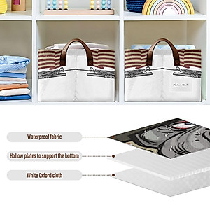 Exnundod Usa Flag Bulldog Storage Bins Organizer Devil Dog Shelves Storage Basket Foldable Cubes Storage Boxes with Handles Closet Organizer Basket for Bedroom Living Room Dorm