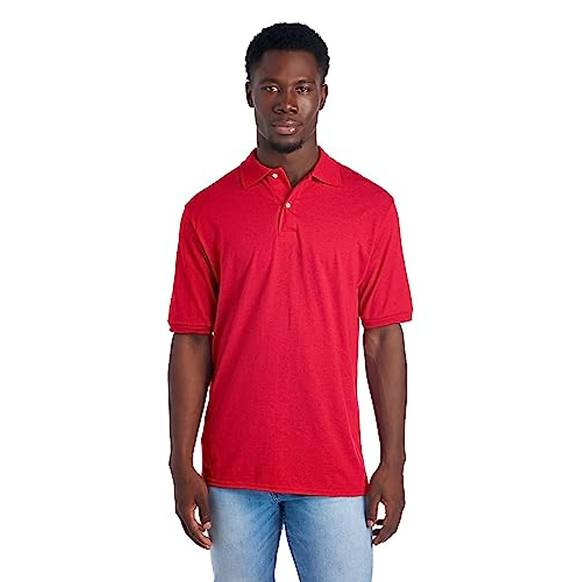 Jerzees Men's SpotShield Stain Resistant Polo Shirts (Short & Long, Short Sleeve-True Red, X-Large