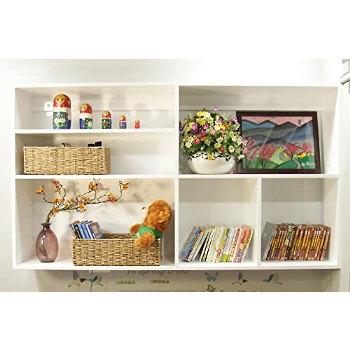 Wicker Storage Basket - Rectangular Basket - Long Storage Wicker Baskets for Organizing - Rectangular Wicker Basket for Shelves- Toilet Basket Tank Top (Seagrass)