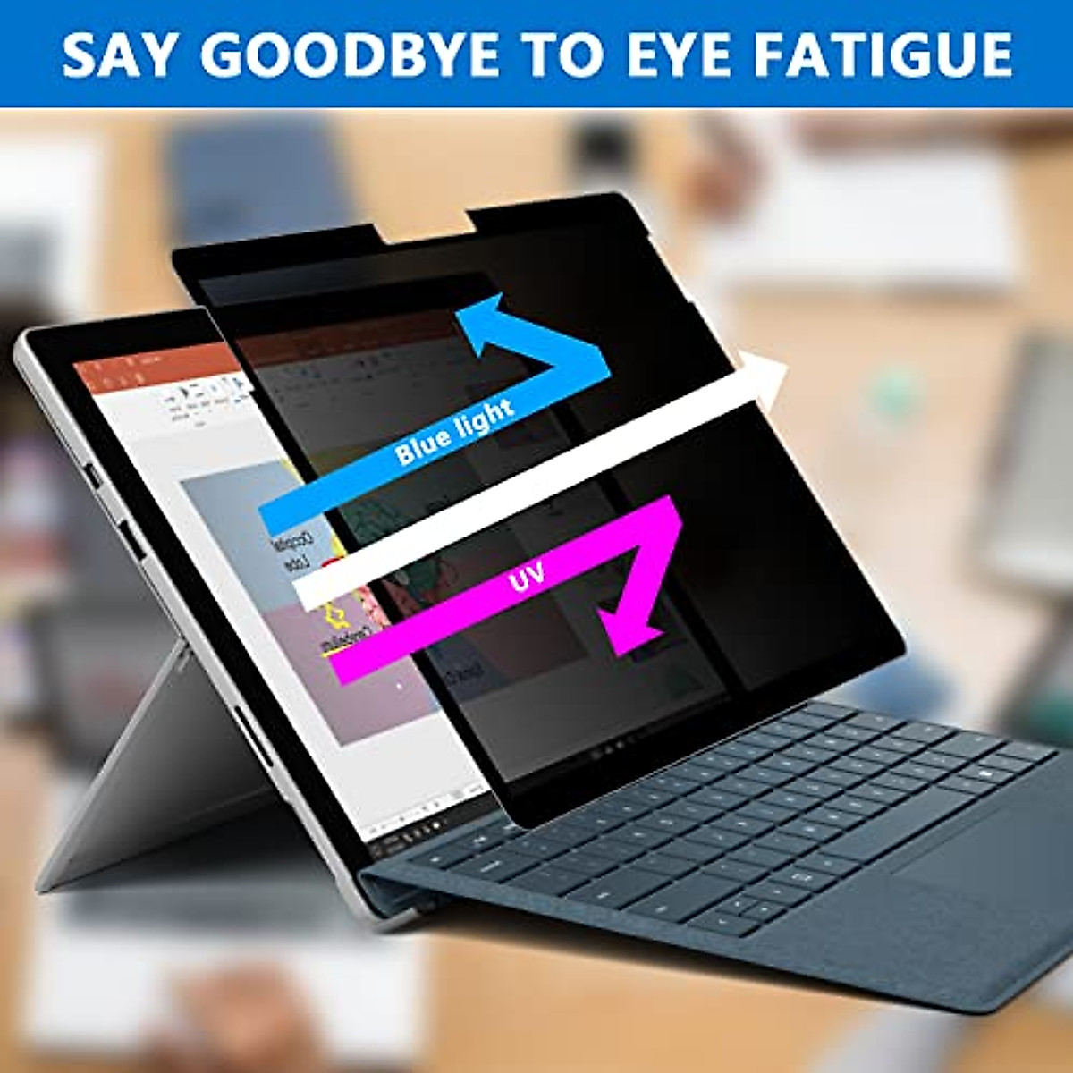 Laptop Privacy Screen Microsoft Surface Pro 7 Plus/7/6/5/4/3 th Gen 12.3 inch,Removable Privacy Screen Filter (for Surface Pro 7+/7/6/5/4 Privacy Screen Protector),-Anti Blue Light/Anti-Glare