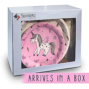 Spoleto Group Unicorn Party Supplies, Birthday Party Supplies and Decorations, Happy Birthday Banner, Serves 24 Guests