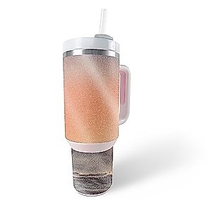 MightySkins Glossy Glitter Skin Compatible With Stanley The Quencher H2.0 FlowState 40 Oz Tumbler - Sunset Sea | Protective, Durable High-Gloss Glitter Finish | Easy to Apply, Remove, and Change Style