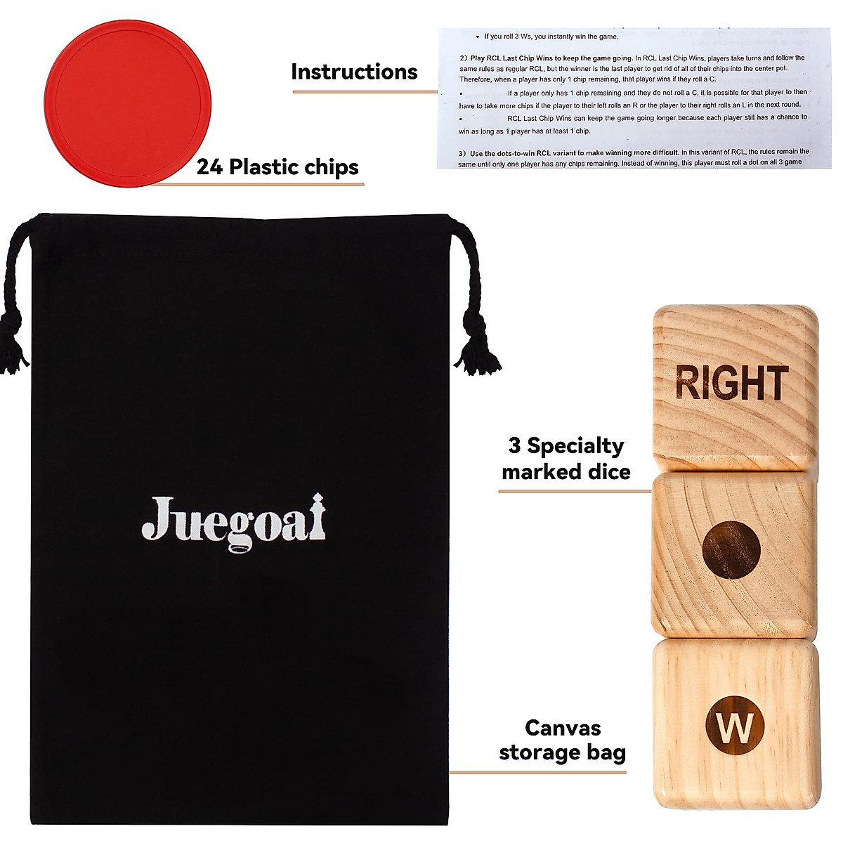 Juegoal Giant Dice Game, Wooden Lawn Dice Games for Kids Adults Family