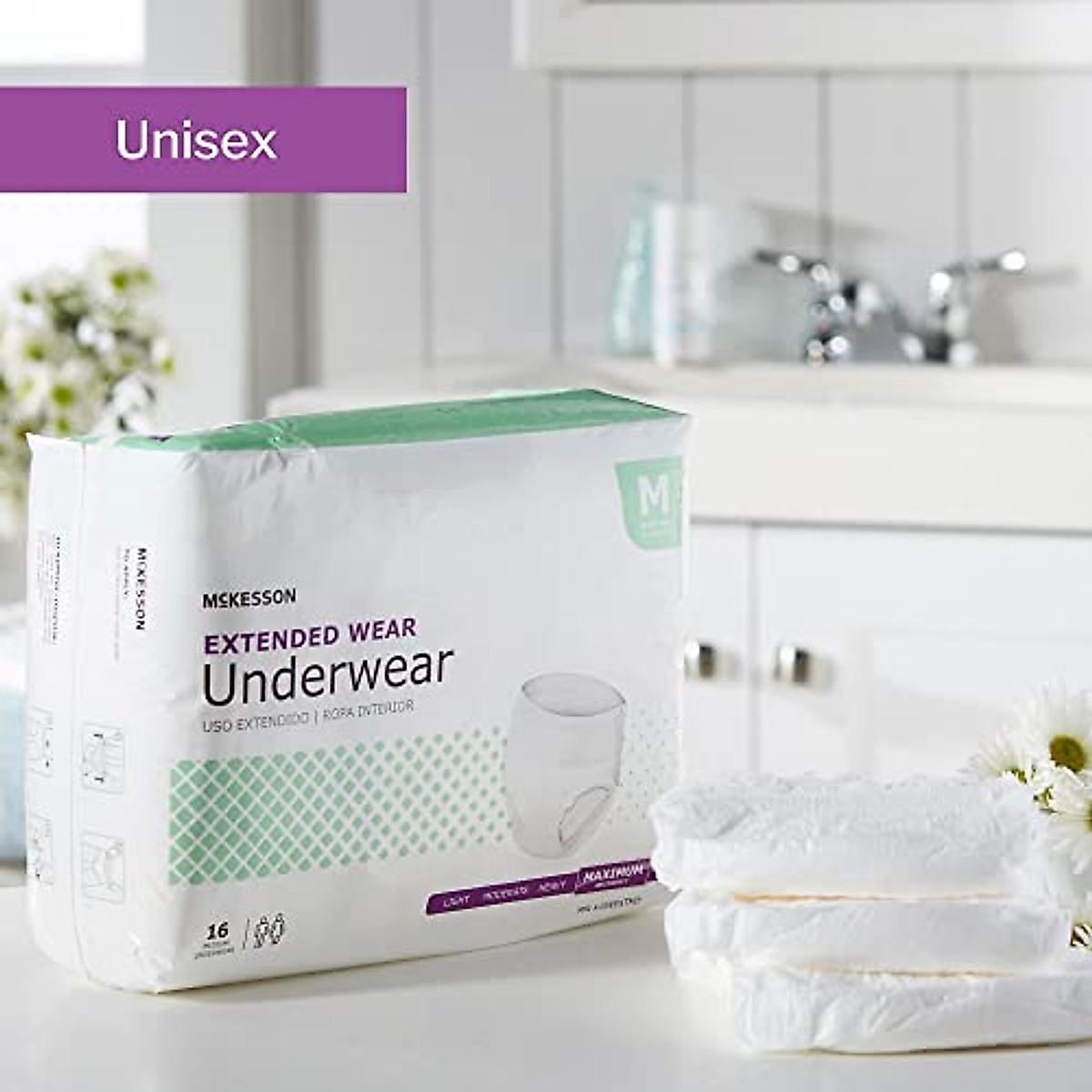 McKesson Extended Wear Underwear, Incontinence, Maximum Absorbency, Medium, 64 Count