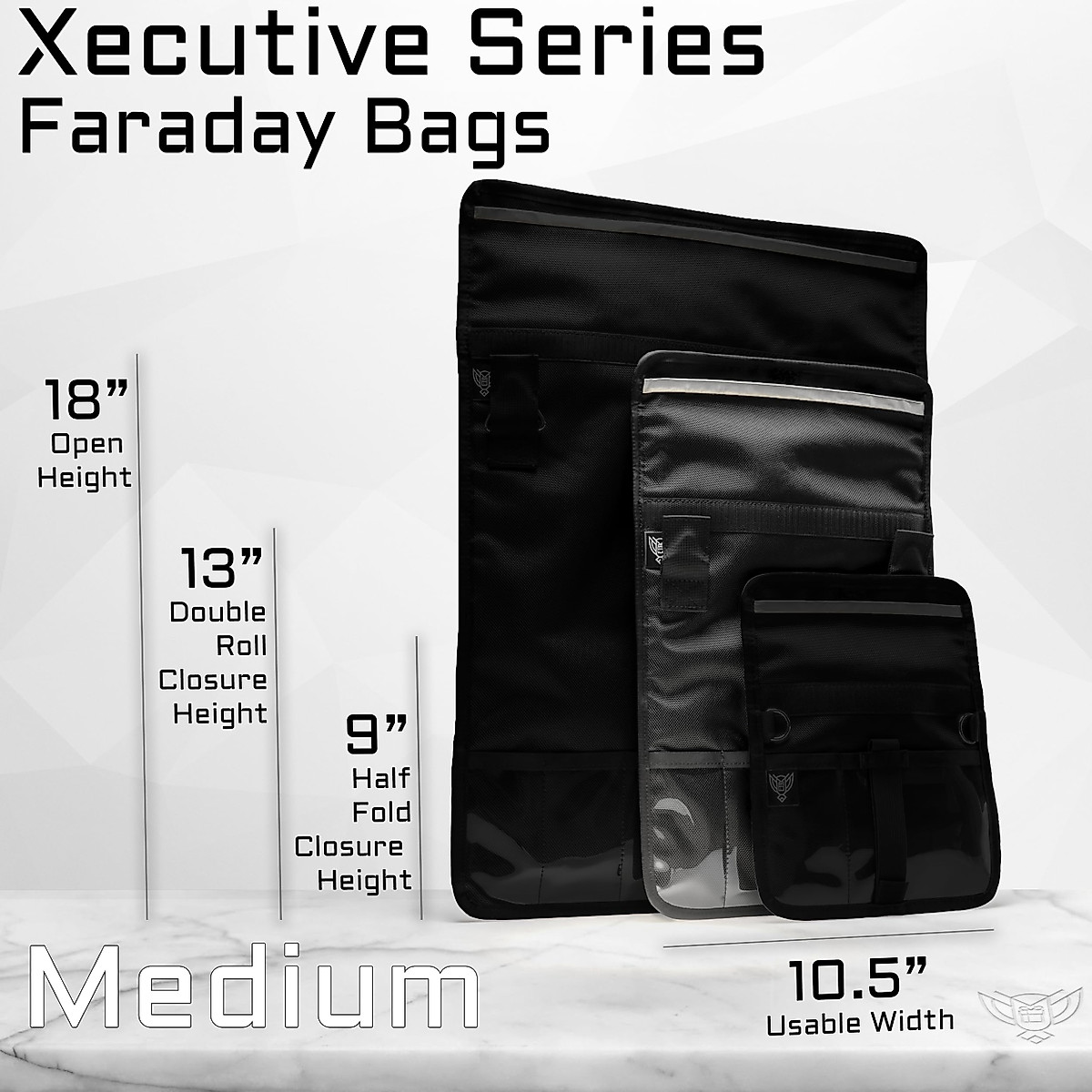 Xtreme Sight Line ~ Xecutive Faraday Bag for Tablets and Other Medium Size Electronics ~ Data Security for Executive Travel ~ Shoulder Strap Included ~ Tracking/Hacking Defense