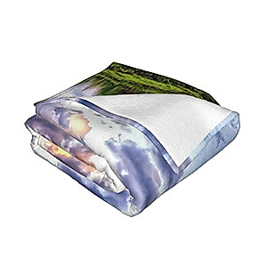 Grand Teton National Park Print Fleece Throw Blanket for Couch Ultra Soft Lightweight Flannel Blanket, 50" X 60"