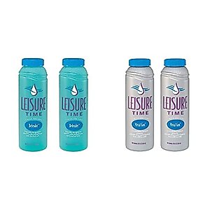 LEISURE TIME B-02 Defender for Spas and Hot Tubs, 1-Quart, 2-Pack & D-02 Gon Hot Tub Metal Remover, 2-Pack