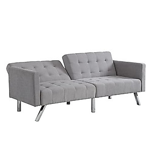 AnwickNomo Futon Sofa Bed,Recliner Couch,Convertible Folding Lounge Couch Loveseat Sleeper Sofa with Armrests, Small Love Seat for Living Room Office Reading Room,Bedroom Furniture Set (Light Grey)