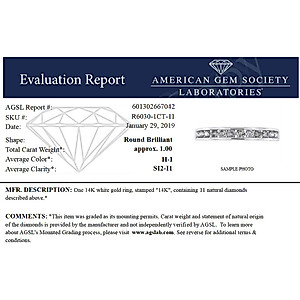 VIR JEWELS 1 cttw Diamond Wedding Anniversary Band for Women Half Eternity Diamond Engagement Ring 14K White Gold Channel Set SI2-I1 Clarity Certified Size 10