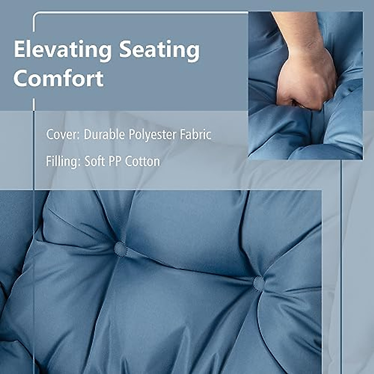 Giantex Lazy Chair with Ottoman, Accent Sofa Chair with Folding Footrest, Side Storage Pocket, Upholstered Leisure Lounge Armchair with Stool for Bedroom, Living Room, Office, Blue