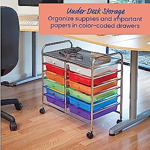 ECR4Kids 12-Drawer Mobile Organizer, Storage Cart, Assorted