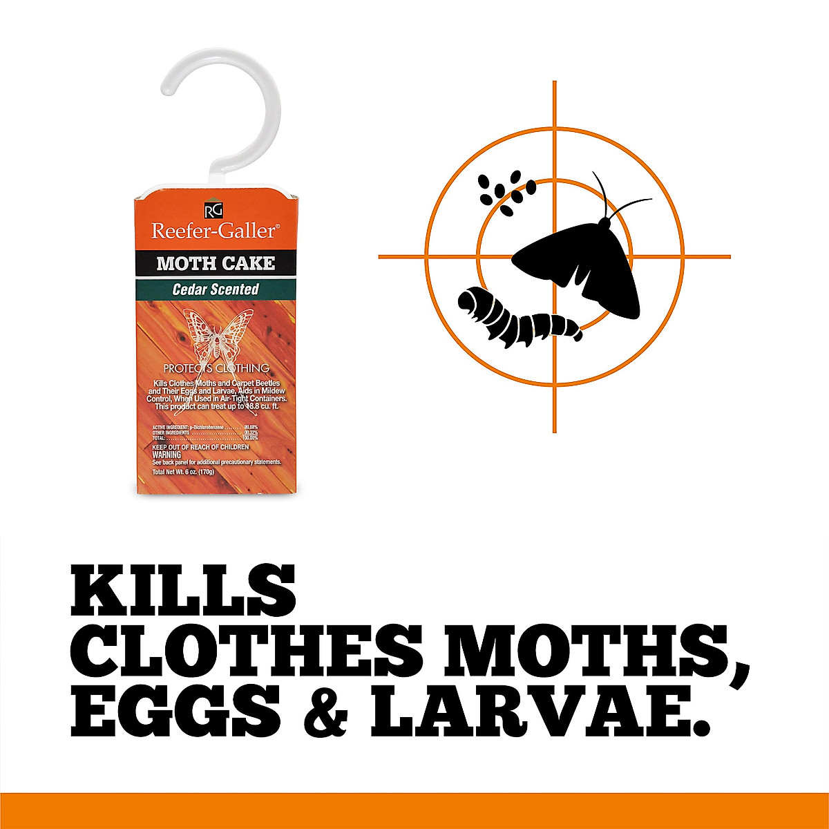 Reefer-Galler Cedar Moth Cake (1) Kills Clothes Moths, Carpet Beetles, and Eggs and Larvae