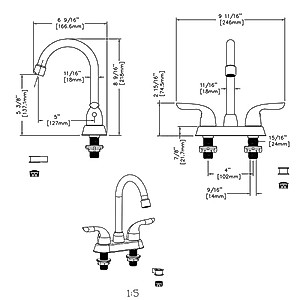 3 Hole, 4-Inch, 2-Handle Bathroom Sink Faucet, Brushed Nickel Bathroom Faucet, Lead-Free Faucet for RV Bathroom Faucet