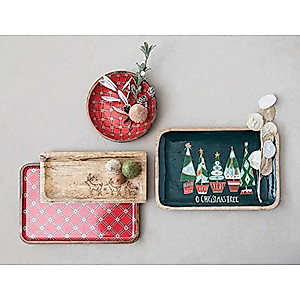 Creative Co-Op Mango Wood Laser Cut Tray with Deer