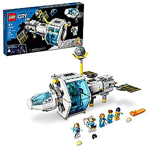 LEGO City Lunar Space Station, 60349 NASA Inspired Building Toy, Model Set with Docking Capsule, Labs and 5 Astronaut Minifigures