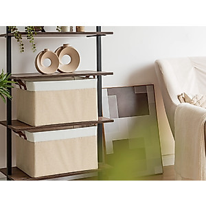 StorageWorks 45L Extra Large Fabric Storage Bins and Fabric Storage Box with PU Handles