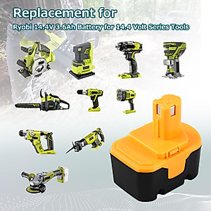 Forrat 1 Pack Replacement for Ryobi 14.4V Battery 3600mAh Ni-Mh Compatible with for Ryobi 14.4 Volt Battery 130224010 130224011 130281002 1314702 1400144 1400655 HP1441 HP1441M HP1442M Battery