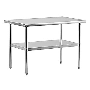 Saranya 18 Shop New Modern Silver 60 inches Stainless Steel Work Table with Wheels Adjustable Cook Under Prop Food Strong Commercial Cafeteria Shelf Kitchen Restaurant Office Home 60"L x 30"W x 34"H