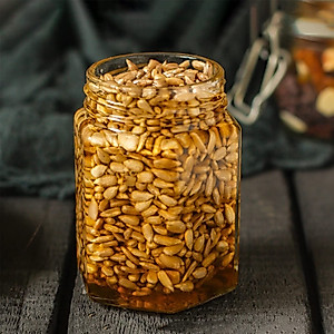 Woaiwo-q Hexagon Glass Jars, 4 oz 30 Pcs Hexagon Glass Honey Jars with Black Lids,Wooden Honey Sticks,Bronzy Bee Pendants,Small Tags,1.5m Jute Twine for Honey,Foods,Jams, Liquid and More..