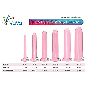 Six Longer Sizes VuVa Dilators Made in USA BPA Free Set with Instructions and Travel Pouch - Set of 6