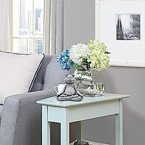 Nacome Meditating Frog Miniature Figurine,Zen Yoga Frog Garden Statue Ornament- Indoor/Outdoor Garden Sculpture for Fairy Garden,Home, Patio,Deck,Porch Yard Art Decoration,5 inch(Grey)